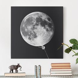 Bilderwelten Leinwandbild - Quadrat Luftballon mit Mond