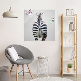 Bilderwelten Glasbild Tiere Motiv schwarz weiss Glas Wandbild - Zebra von hinten - Zebra Kinderzimmer Baby M&auml;dchen Jungen