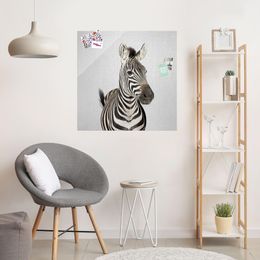 Bilderwelten Glasbild Tiere Motiv schwarz weiss Glas Wandbild - Zebra Zilla - Zebra Kinderzimmer Baby M&auml;dchen Jungen
