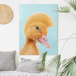 Bilderwelten Leinwandbild Jonas Loose Kinderzimmer Pop Art Tiere K&uuml;ken mit Piercing - Leinwanddruck Hochformat - Wandbild S-XXL - moderne Babyzimmer Bilder