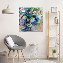 Bilderwelten Glasbild Blumen modern bunt Glas Wandbild - Knalliger Strau&szlig; - Deko Wohnzimmer Schlafzimmer