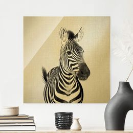Bilderwelten Glasbild Tiere Motiv schwarz weiss Glas Wandbild - Zebra Zilla Schwarz Wei&szlig; - Zebra Kinderzimmer Baby M&auml;dchen Jungen
