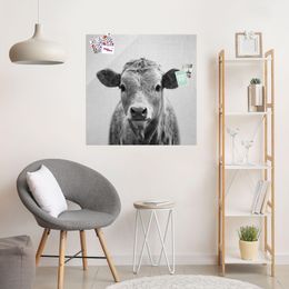 Bilderwelten Glasbild Tiere Motiv schwarz weiss Glas Wandbild - Kuh Kathrin Schwarz Wei&szlig; - Deko Kinderzimmer Baby M&auml;dchen Jungen