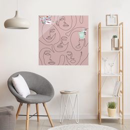 Bilderwelten Glasbild Portrait modern rosa Glas Wandbild - Line Art - Beauty Portraits in Blush Rose - Deko Wohnzimmer Schlafzimmer
