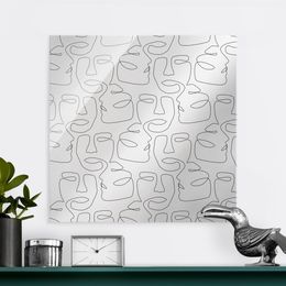 Bilderwelten Glasbild Portrait modern schwarz weiss Glas Wandbild - Line Art - Close to you - Deko Wohnzimmer Schlafzimmer