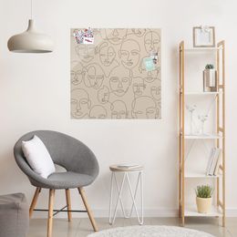 Bilderwelten Glasbild Portrait modern beige Glas Wandbild - Line Art - Beauty Portraits in Beige - Deko Wohnzimmer Schlafzimmer