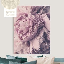 Bilderwelten Leinwandbild - Hochformat Lila Pfingstrosenbl&uuml;ten