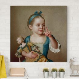 Bilderwelten Leinwandbild originell modern Kunstdruck Leinwanddruck - Jean Etienne Liotard - M&auml;dchen mit Puppe - Wandbild XXL Wohnzimmer Schlafzimmer