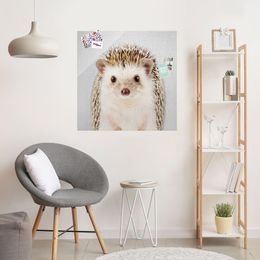 Bilderwelten Glasbild Tiere Motiv schwarz weiss Glas Wandbild - Igel Ingolf - Deko Kinderzimmer Baby M&auml;dchen Jungen