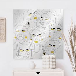 Bilderwelten Glasbild Portrait modern gelb Glas Wandbild - Line Art - Beauty Portraits in Lemon - Deko Wohnzimmer Schlafzimmer