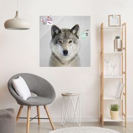 Bilderwelten Glasbild Tiere Motiv schwarz weiss Glas Wandbild - Wolf Wendelin - Deko Kinderzimmer Baby M&auml;dchen Jungen
