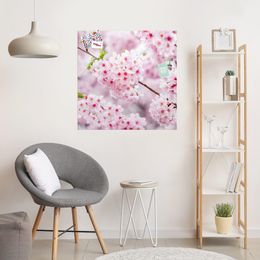 Bilderwelten Glasbild Blumen Motiv rosa Glas Wandbild - Japanische Kirschbl&uuml;ten - Kirschbl&uuml;te Wohnzimmer Schlafzimmer