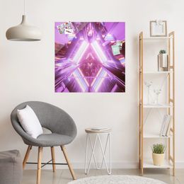 Bilderwelten Glasbild Neon Art rosa Glas Wandbild - Neonlichter im Dreieck - Deko Wohnzimmer Schlafzimmer