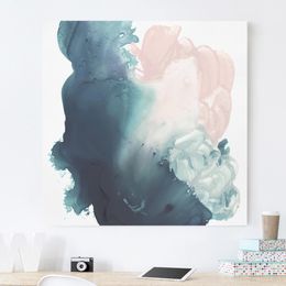 Bilderwelten Leinwandbild originell Abstrakt Aquarell blau - Wogender Rosenquarz I - Wandbild XXL Wohnzimmer Schlafzimmer