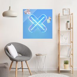 Bilderwelten Glasbild Neon Art blau Glas Wandbild - Neon Gamer Symbol X - Deko Jugendzimmer