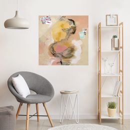 Bilderwelten Glasbild originell Abstrakt beige Glas Wandbild - Pfingstrosen-Aroma - Deko Wohnzimmer Schlafzimmer