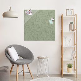 Bilderwelten Glasbild Portrait modern gr&uuml;n Glas Wandbild - Line Art - Beauty Portraits in Gr&uuml;n - Deko Wohnzimmer Schlafzimmer