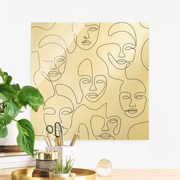 Bilderwelten Glasbild Portrait modern schwarz weiss Glas Wandbild - Line Art - Beauty Portraits - Deko Wohnzimmer Schlafzimmer