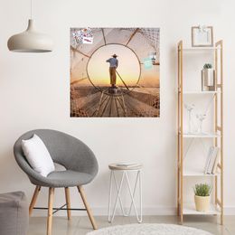 Bilderwelten Glasbild Natur Motiv orange Glas Wandbild - Intha Fischer am Morgen - Asia Wohnzimmer Schlafzimmer