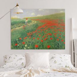 Bilderwelten Leinwandbild - Querformat P&aacute;l Szinyei-Merse - Sommerlandschaft mit bl&uuml;hendem Mohn