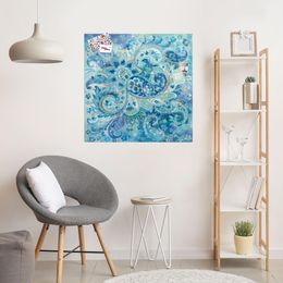 Bilderwelten Glasbild originell Orientalisch blau Glas Wandbild - Indisches Paisley in blau - Paisley Wohnzimmer Schlafzimmer