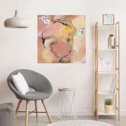 Bilderwelten Glasbild originell Abstrakt beige Glas Wandbild - Pfingstrosen-Aroma II - Deko Wohnzimmer Schlafzimmer