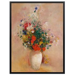 Bilderwelten Leinwandbild - Hochformat Odilon Redon - Vase mit Blumen (rosenfarbener Hintergrund)