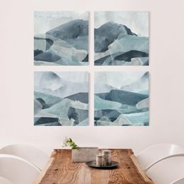 Bilderwelten Leinwandbild originell Abstrakt Aquarell Leinwanddruck - Wogen in Blau Set II - Wandbild XXL Wohnzimmer Schlafzimmer
