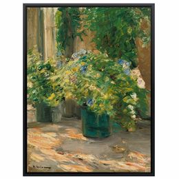 Bilderwelten Leinwandbild - Hochformat Max Liebermann - Blument&ouml;pfe vor dem Haus