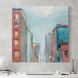 Bilderwelten Leinwandbild originell Abstrakt Kunstdruck blau - Zeitgen&ouml;ssische Innenstadt II - Skylines XXL Wohnzimmer Schlafzimmer