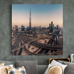 Bilderwelten Leinwandbild - Quadrat Abendstimmung in Dubai