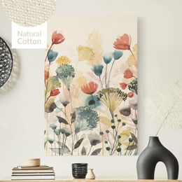 Bilderwelten Leinwandbild - Hochformat Wildblumen im Sommer II