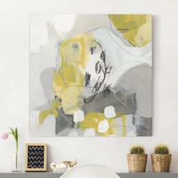 Bilderwelten Leinwandbild originell Abstrakt Kunstdruck grau - Zitronen im Nebel III - Wandbild XXL Wohnzimmer Schlafzimmer