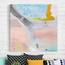 Bilderwelten Leinwandbild originell Abstrakt Aquarell rosa - Verschwommener Tagesanbruch IV - Wandbild XXL Wohnzimmer Schlafzimmer