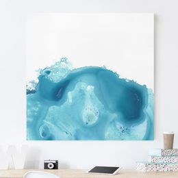 Bilderwelten Leinwandbild originell Abstrakt Aquarell Leinwanddruck - Welle Aquarell T&uuml;rkis III - Wandbild XXL Wohnzimmer Schlafzimmer