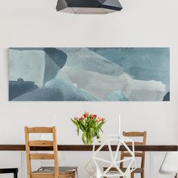 Bilderwelten Leinwandbild - Panorama Wogen in Blau I