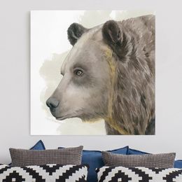 Bilderwelten Leinwandbild Tiere Illustration Aquarell braun - Waldfreunde - B&auml;r - B&auml;r XXL Wohnzimmer Schlafzimmer
