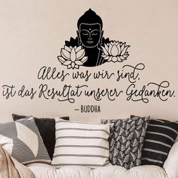 Wandtattoo Spruch Alles was wir sind Wandsticker Wandaufkleber S-XXL in 35 Farben Schlafzimmer, Wohnzimmer Bad - Buddha Boho Lotusblume Ornament Zitat