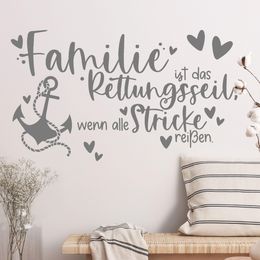 Bilderwelten Wandtattoo Spr&uuml;che maritim selbstklebend Wandaufkleber - Familie ist das Rettungsseil - Familie Wohnzimmer Schlafzimmer