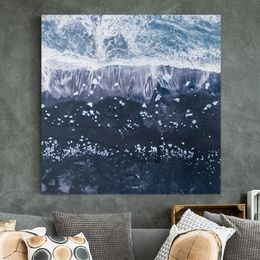 Bilderwelten Leinwandbild Strand Motiv Kunstdruck blau - Luftbild - J&ouml;kuls&aacute;rl&oacute;n in Island - Landschaft XXL Wohnzimmer Schlafzimmer