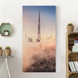 Bilderwelten Leinwandbild - Hochformat Himmlische Skyline von Dubai