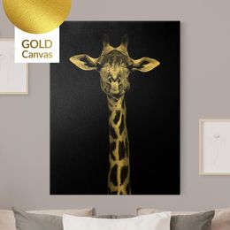 Bilderwelten Leinwandbild - Hochformat Dunkles Giraffen Portrait