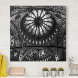 Bilderwelten Leinwandbild Spirituell Orientalisch Kunstdruck schwarz weiss - Die Kuppeln der blauen Moschee - Architektur XXL Wohnzimmer Schlafzimmer