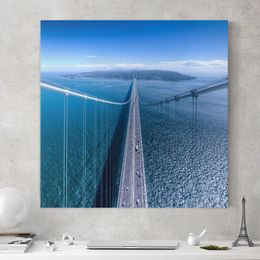 Bilderwelten Leinwandbild - Quadrat Br&uuml;cke zur Insel