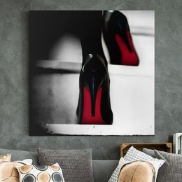 Bilderwelten Leinwandbild Portrait Motiv Kunstdruck rot - High Heels in Rot - Wandbild XXL Wohnzimmer Schlafzimmer