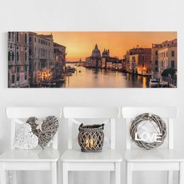 Bilderwelten Leinwandbild - Panorama Goldenes Venedig