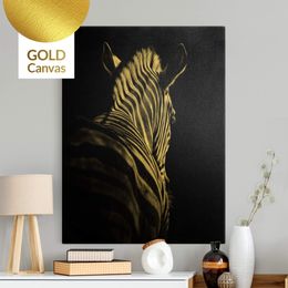 Bilderwelten Leinwandbild - Hochformat Dunkle Zebra Silhouette