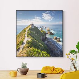 Wechselbild Nugget Point Leuchtturm und Meer Neuseeland