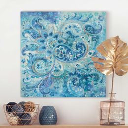 Bilderwelten Leinwandbild Indisches Paisley in blau
