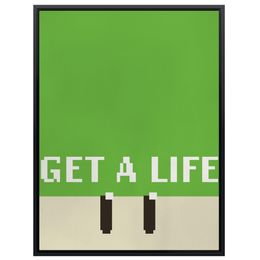 Bilderwelten Leinwandbild Pixel Spruch Get A Life in Gr&uuml;n
